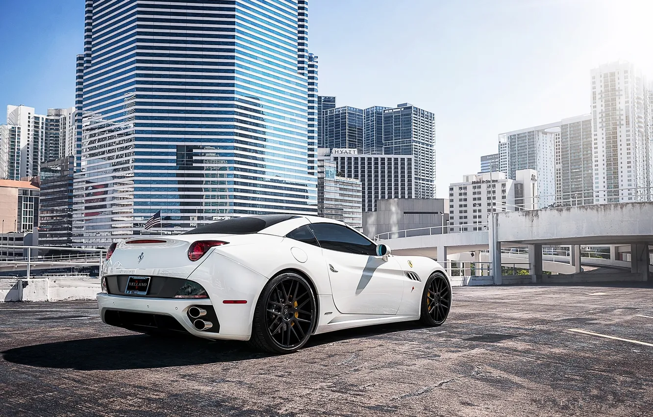 Wallpaper white, shadow, CA, Parking, Ferrari, white, Ferrari, rear ...