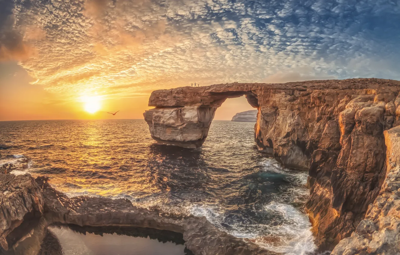 Wallpaper landscape, sunset, nature, photographer, arch, Malta, Andrew ...