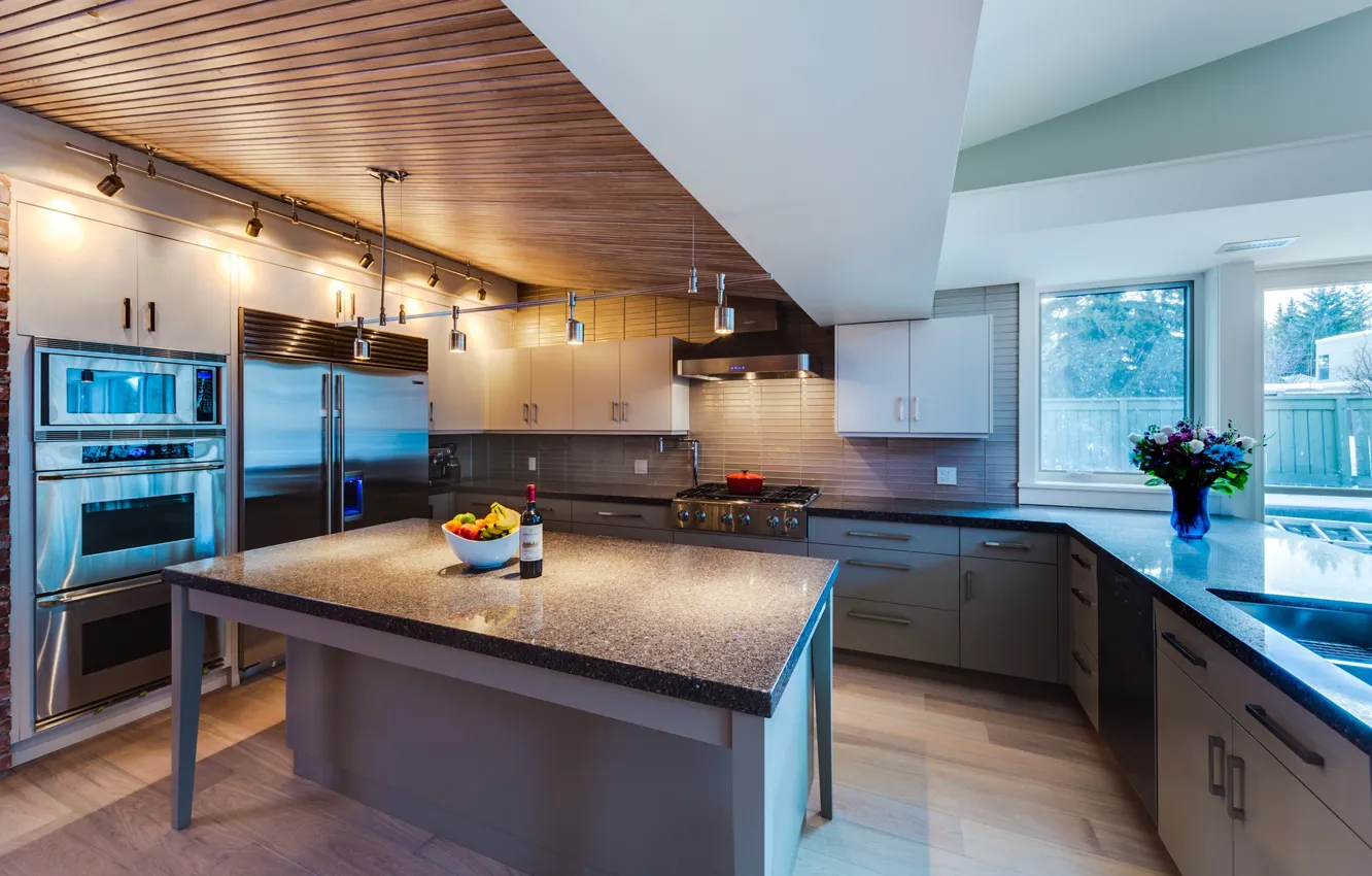 Wallpaper design, style, room, interior, kitchen, reno, Mid-century ...