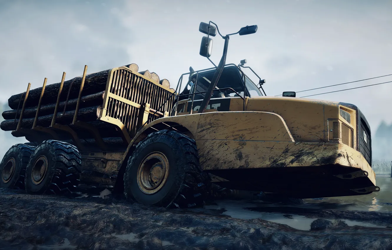 Wallpaper Truck, CAT, Logs, Caterpillar 745C, Taimyr, Game, Snowrunner ...
