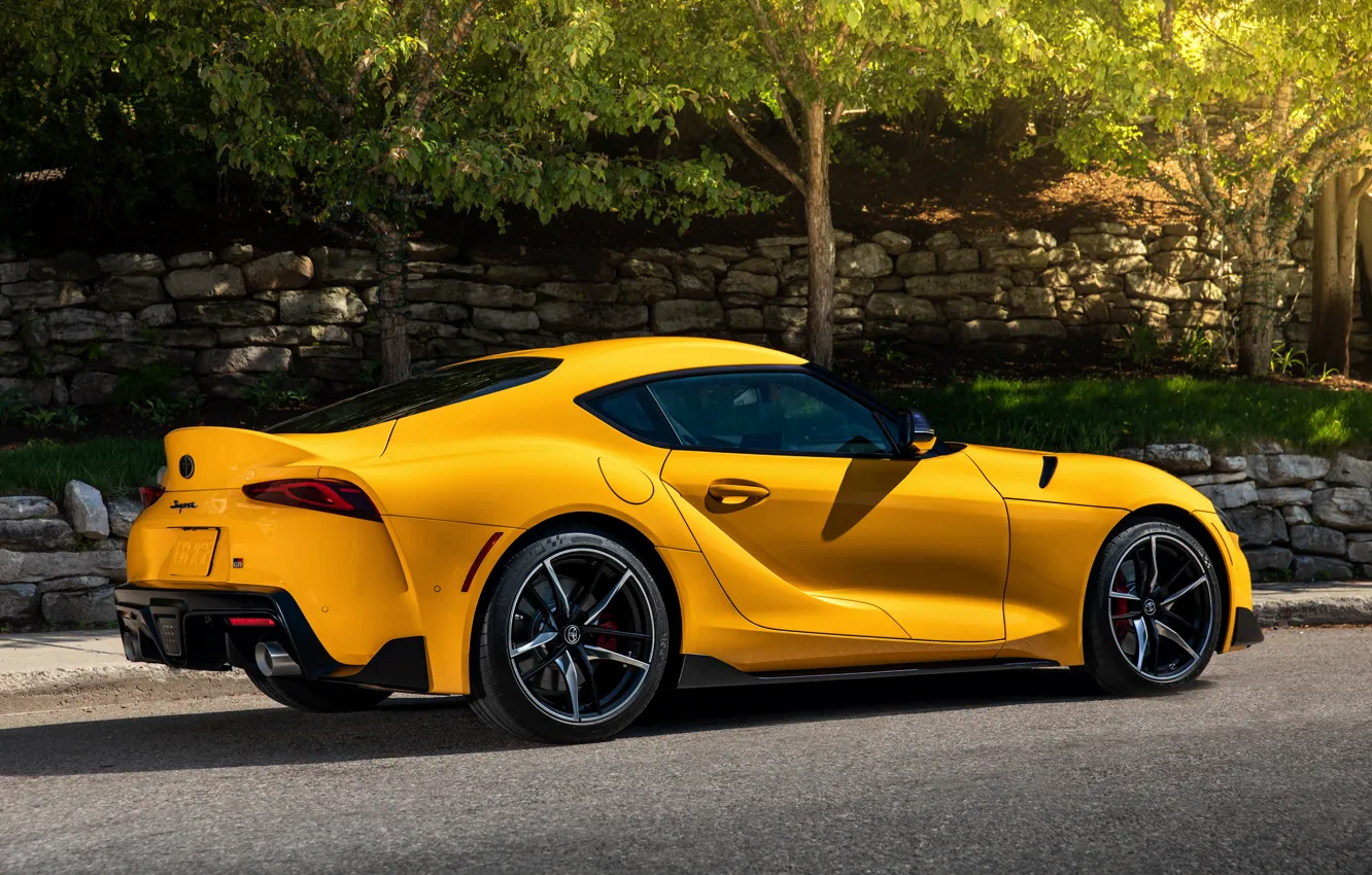 Wallpaper trees, yellow, coupe, Toyota, Supra, the fifth generation ...