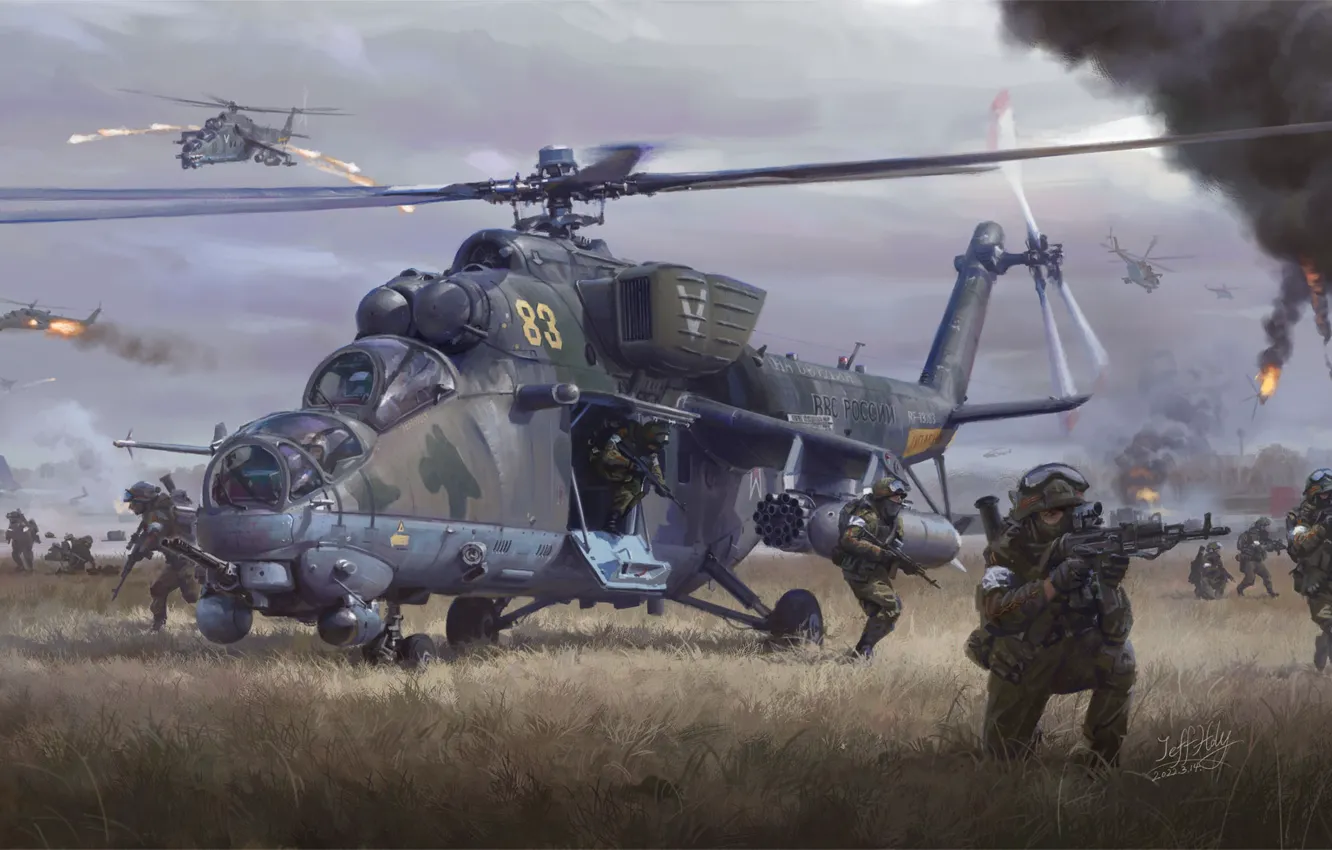 Wallpaper Russia, the armed forces of Russia, Mi-35M, airborne ...