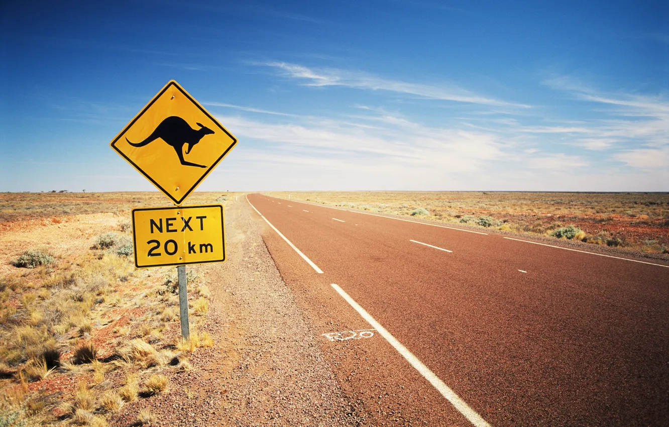 Wallpaper black, road, yellow, Australia, kangaroo, signage for mobile ...