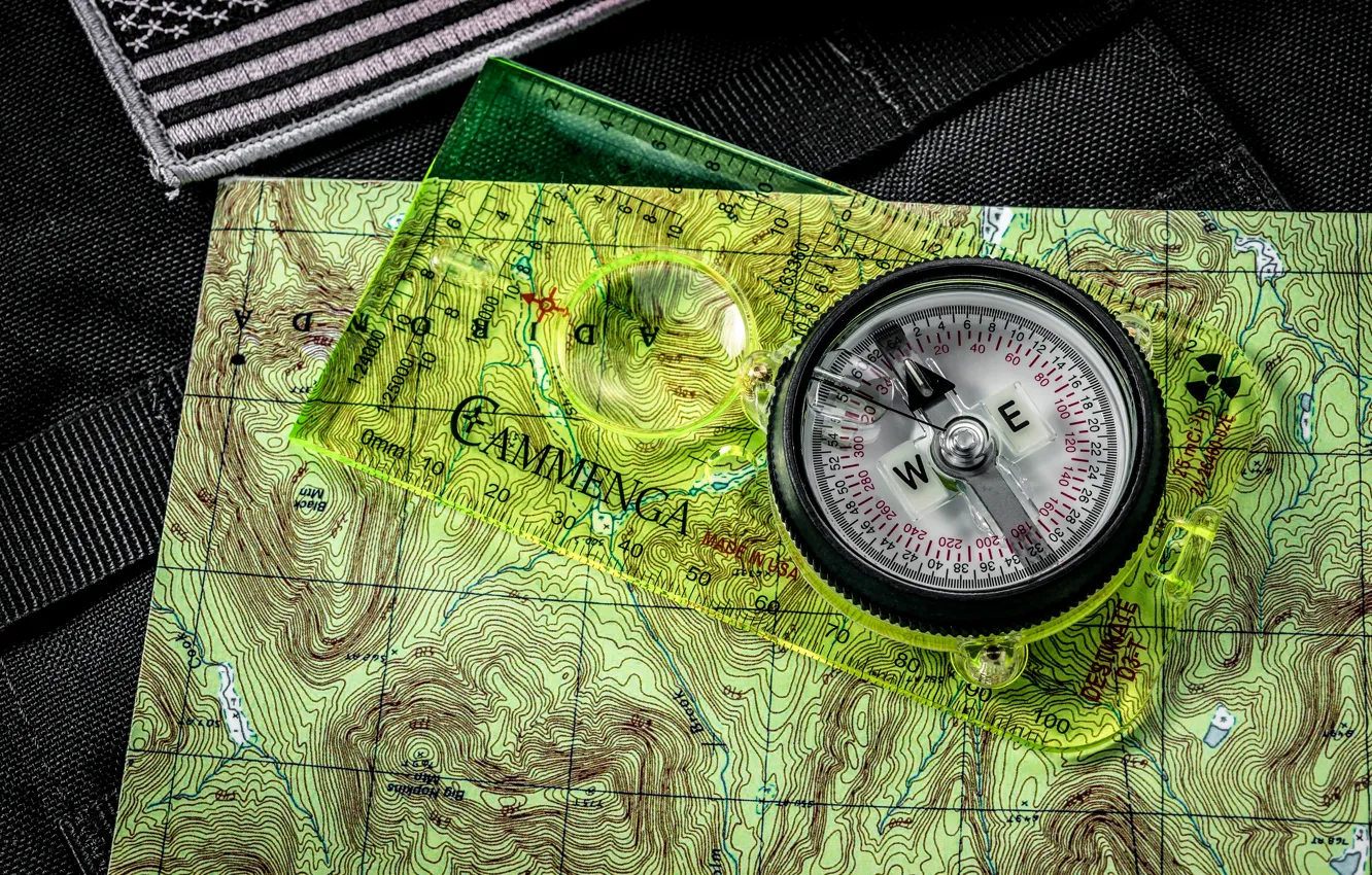 Wallpaper background, map, arrow, figures, compass for mobile and ...