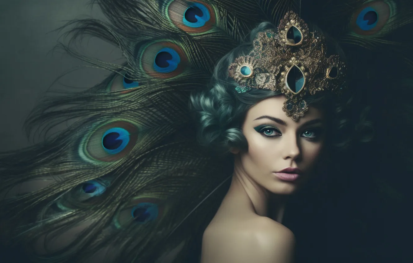 Wallpaper look, girl, face, pose, portrait, AI art, neural network for ...