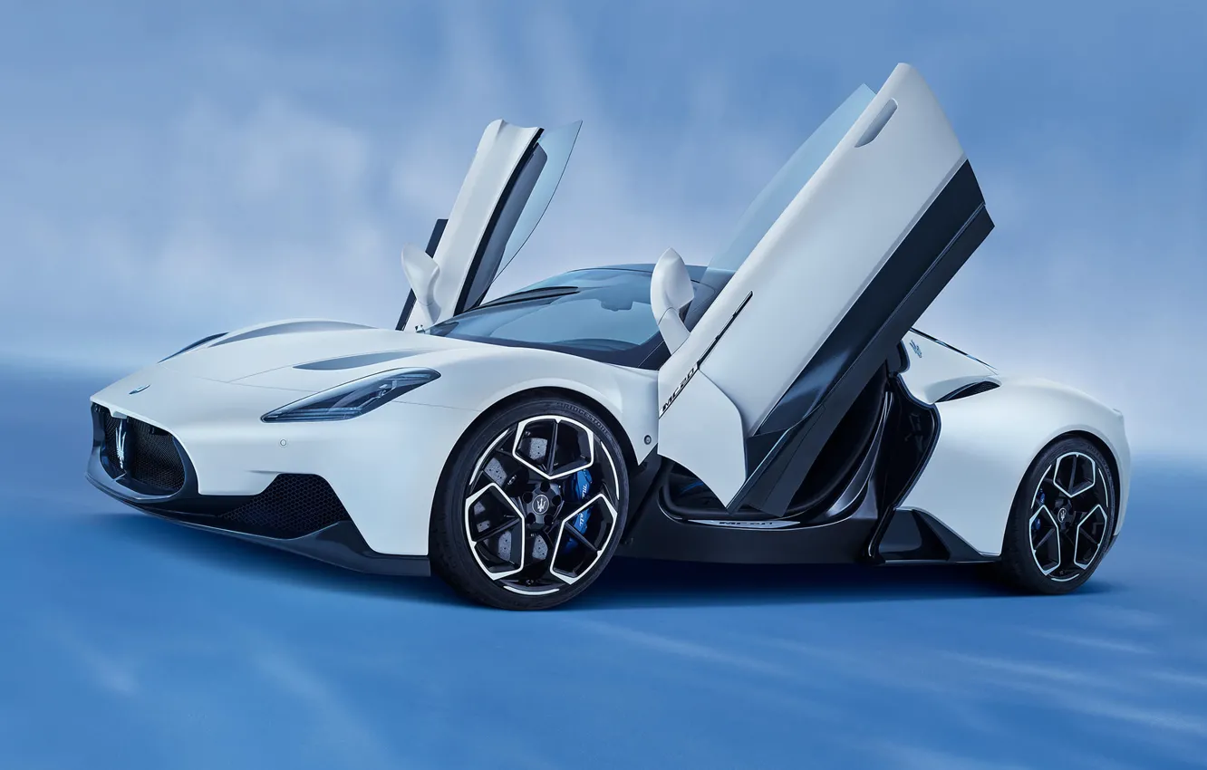 Wallpaper Maserati, blue background, exterior, 2022, sports coupe ...