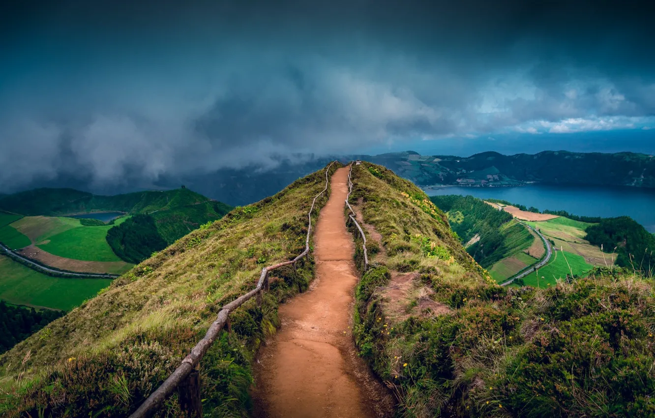 Wallpaper landscape, nature, lake, field, beauty, trail, panorama ...