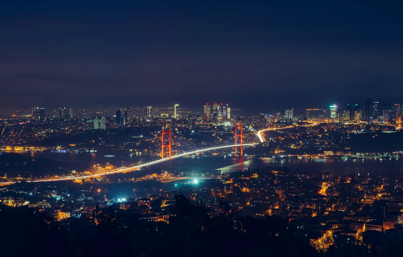 Wallpaper night, turkey, istanbul, bosphorus bridge for mobile and ...