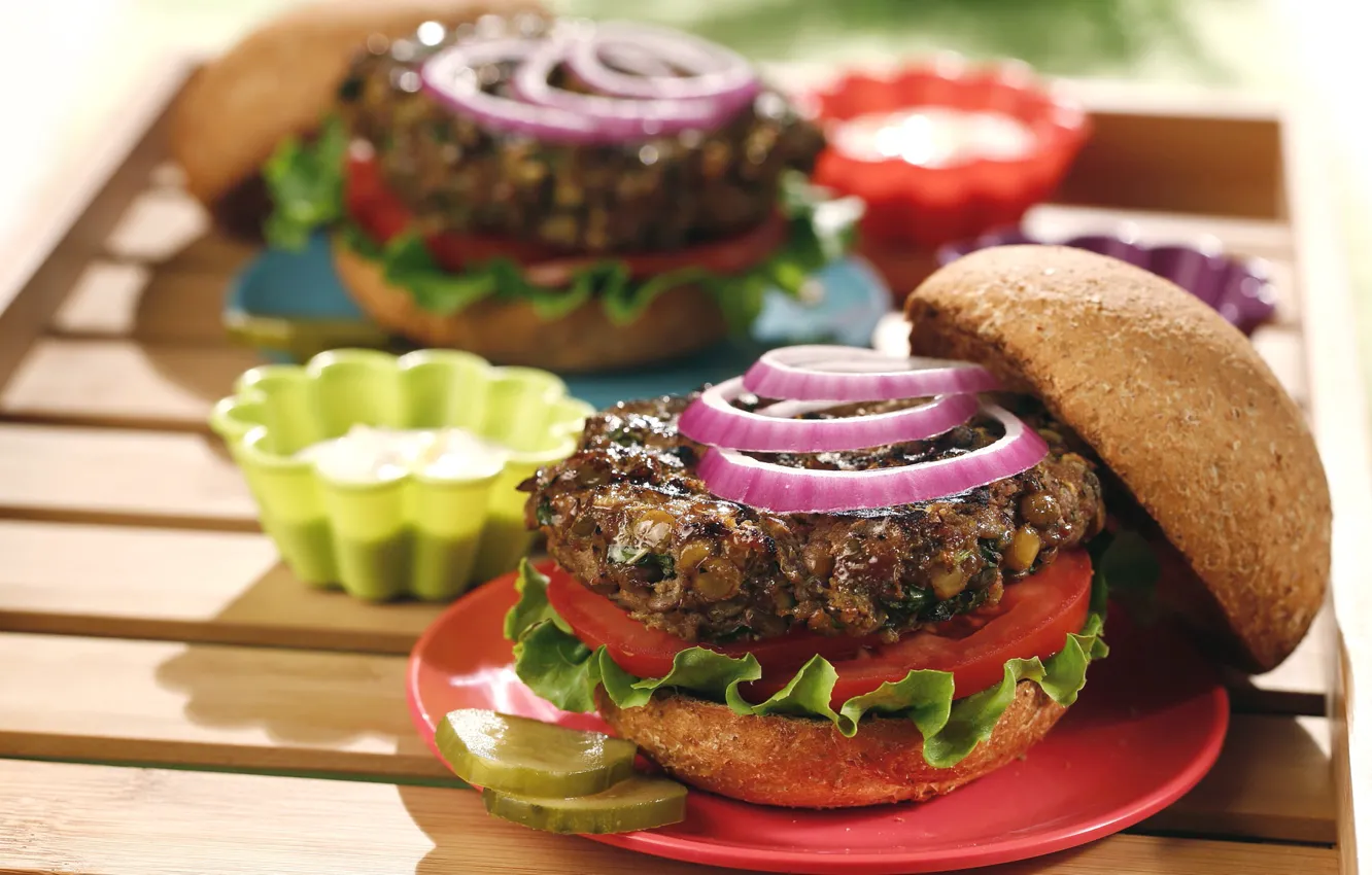 Wallpaper bow, vegetables, Patty, buns, Burger for mobile and desktop ...