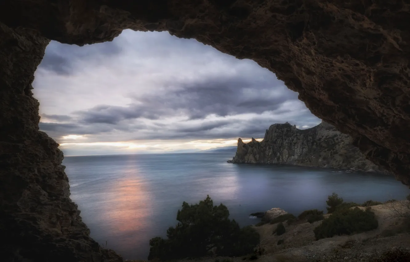 Wallpaper sea, landscape, sunset, nature, rocks, the evening, Crimea ...