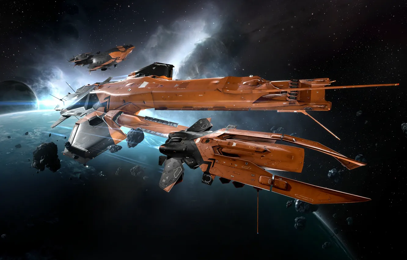 Wallpaper space, nebula, planet, asteroids, space, spaceship, eve ...