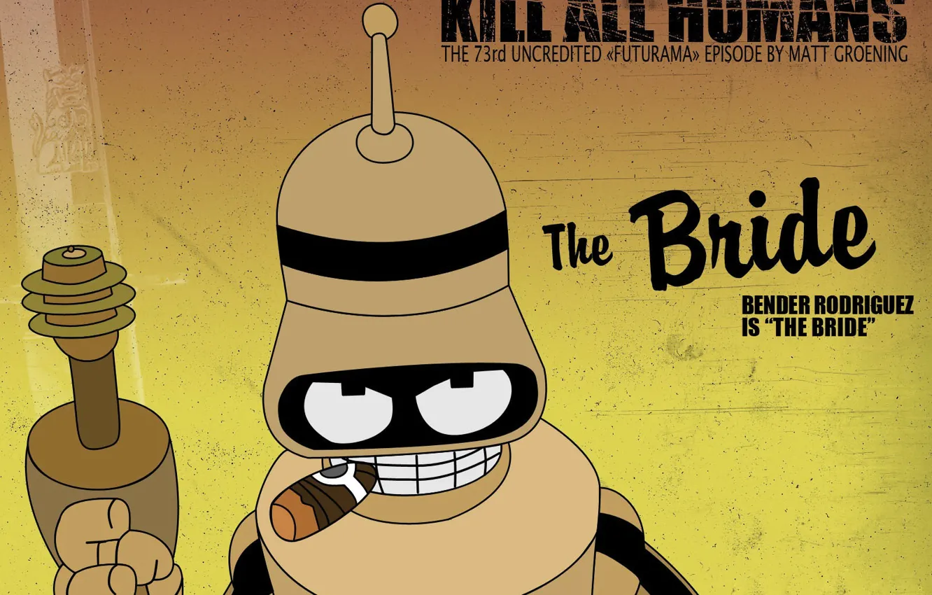 Wallpaper Futurama, yellow background, Bender for mobile and desktop ...