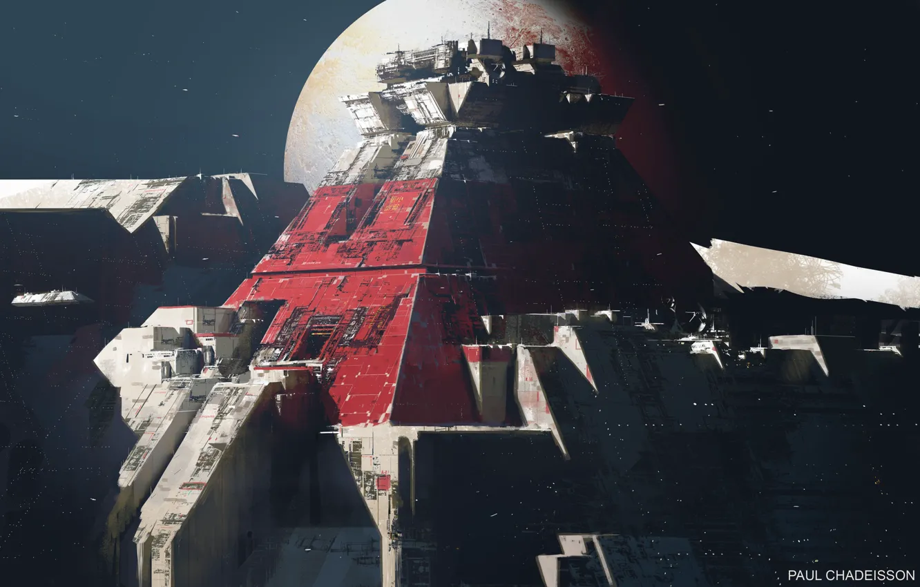 Wallpaper planet, construction, stars, shadows, Space base 2 for mobile ...