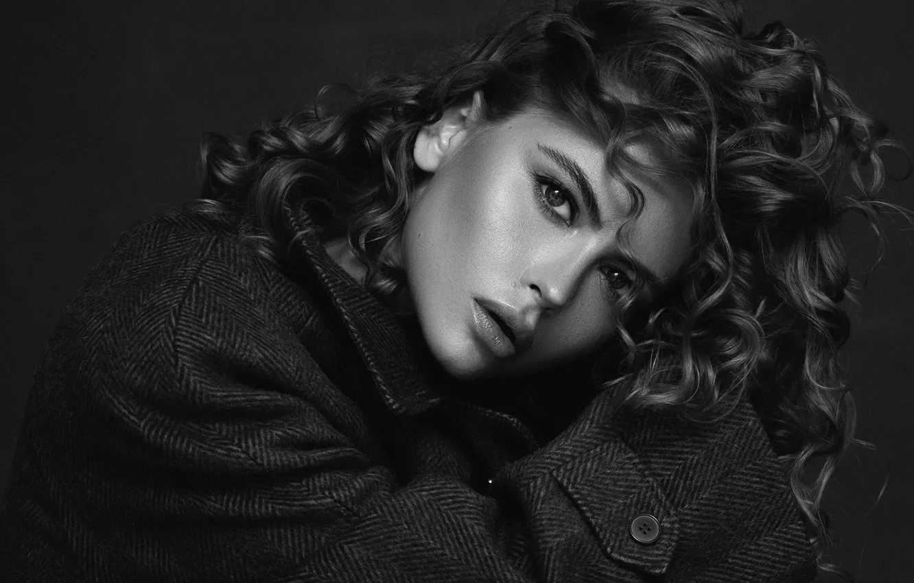 Wallpaper look, model, portrait, black and white, monochrome, Alexander ...