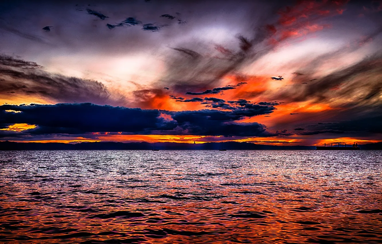 Wallpaper the sky, clouds, landscape, sunset, beautiful for mobile and ...