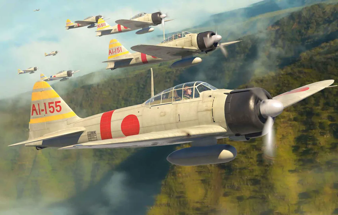 Wallpaper Mitsubishi A6M Zero, Japanese light carrier-based fighter ...