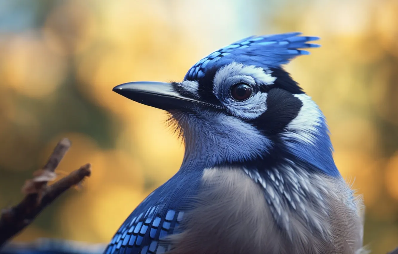 Wallpaper look, nature, bird, portrait, bokeh, Jay, Blue Jay, AI art for mobile and desktop ...