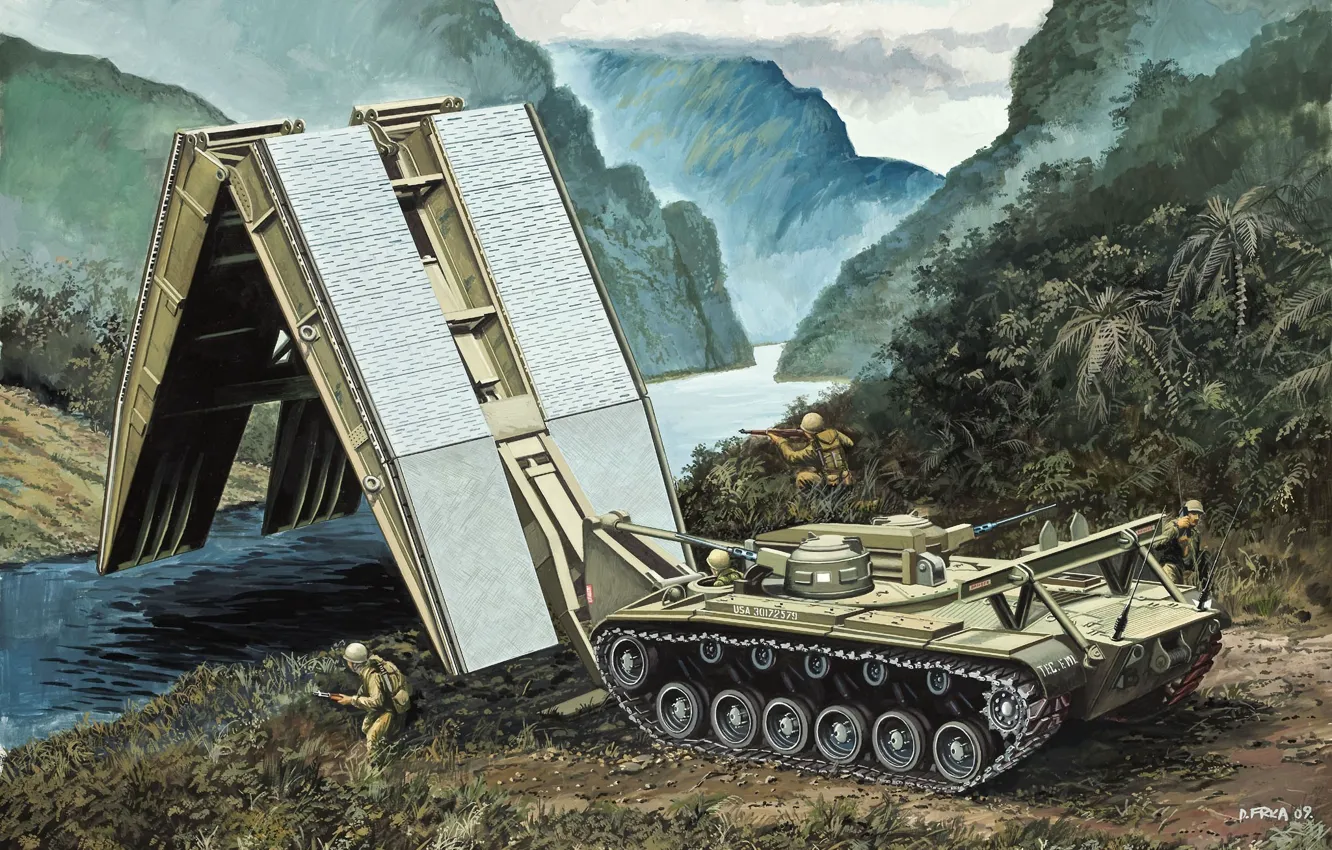 Wallpaper tank, Tank, river, installation, quick, crossing, for, troops ...