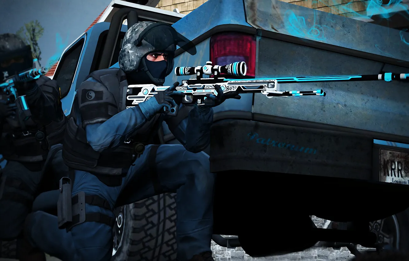 Wallpaper machine, smoke, two, special forces, awp, workshop, cs go ...