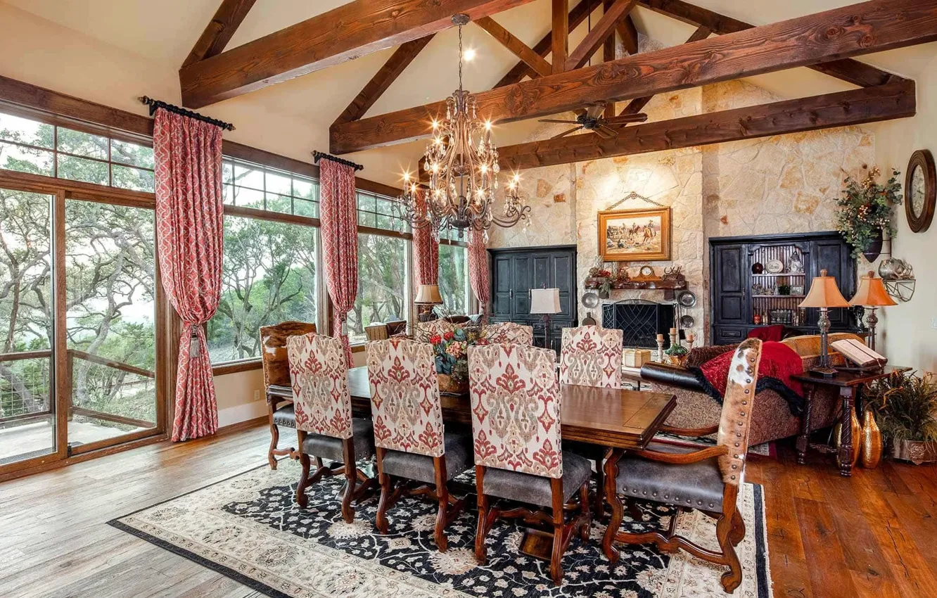 Wallpaper design, style, interior, living room, Texas, Texas, dining ...