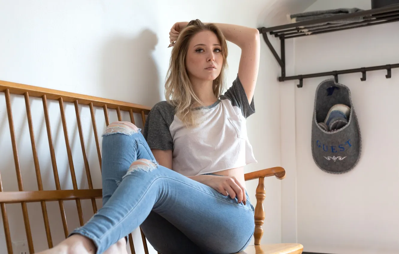 Wallpaper look, pose, model, portrait, jeans, makeup, Mike, figure for ...