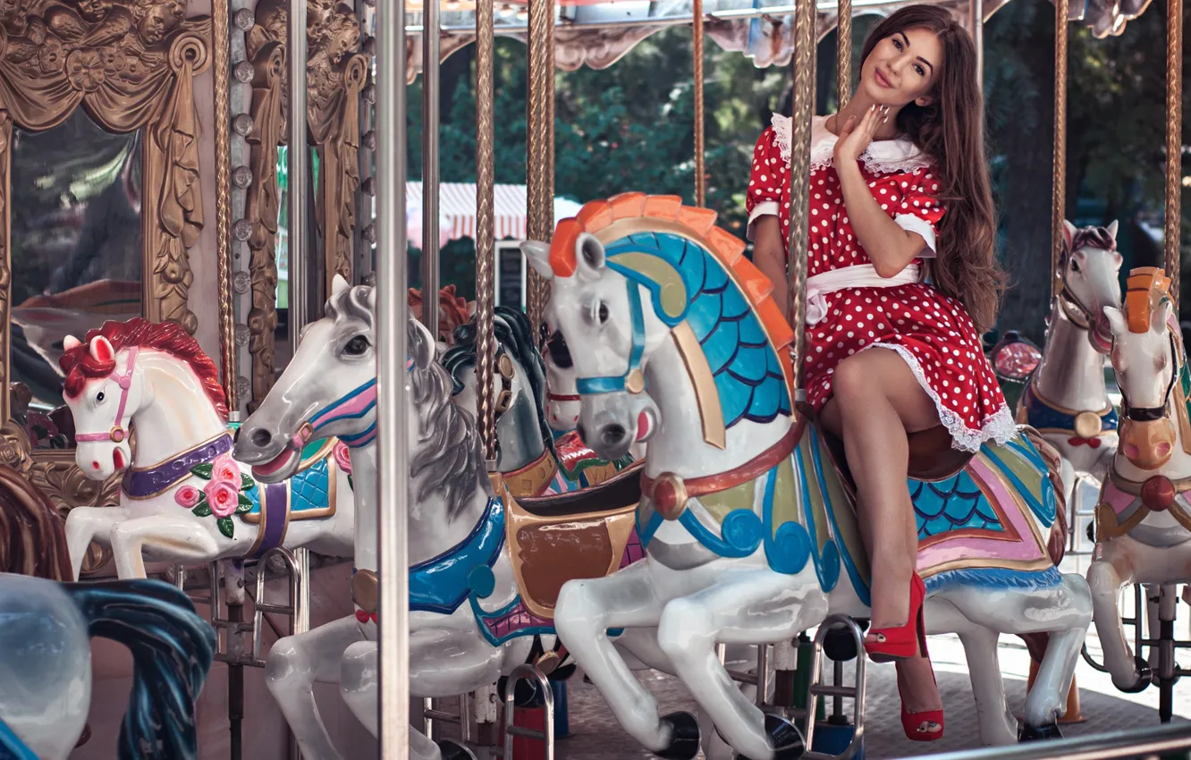 Wallpaper pose, carousel, gesture, horse, cute girl for mobile and desktop, section девушки ...