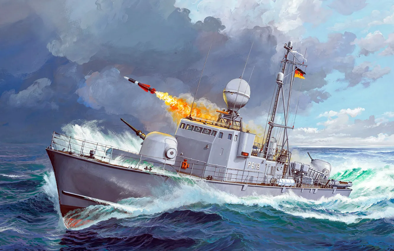 Wallpaper figure, The German Navy, type Albatross, Missile boat for ...