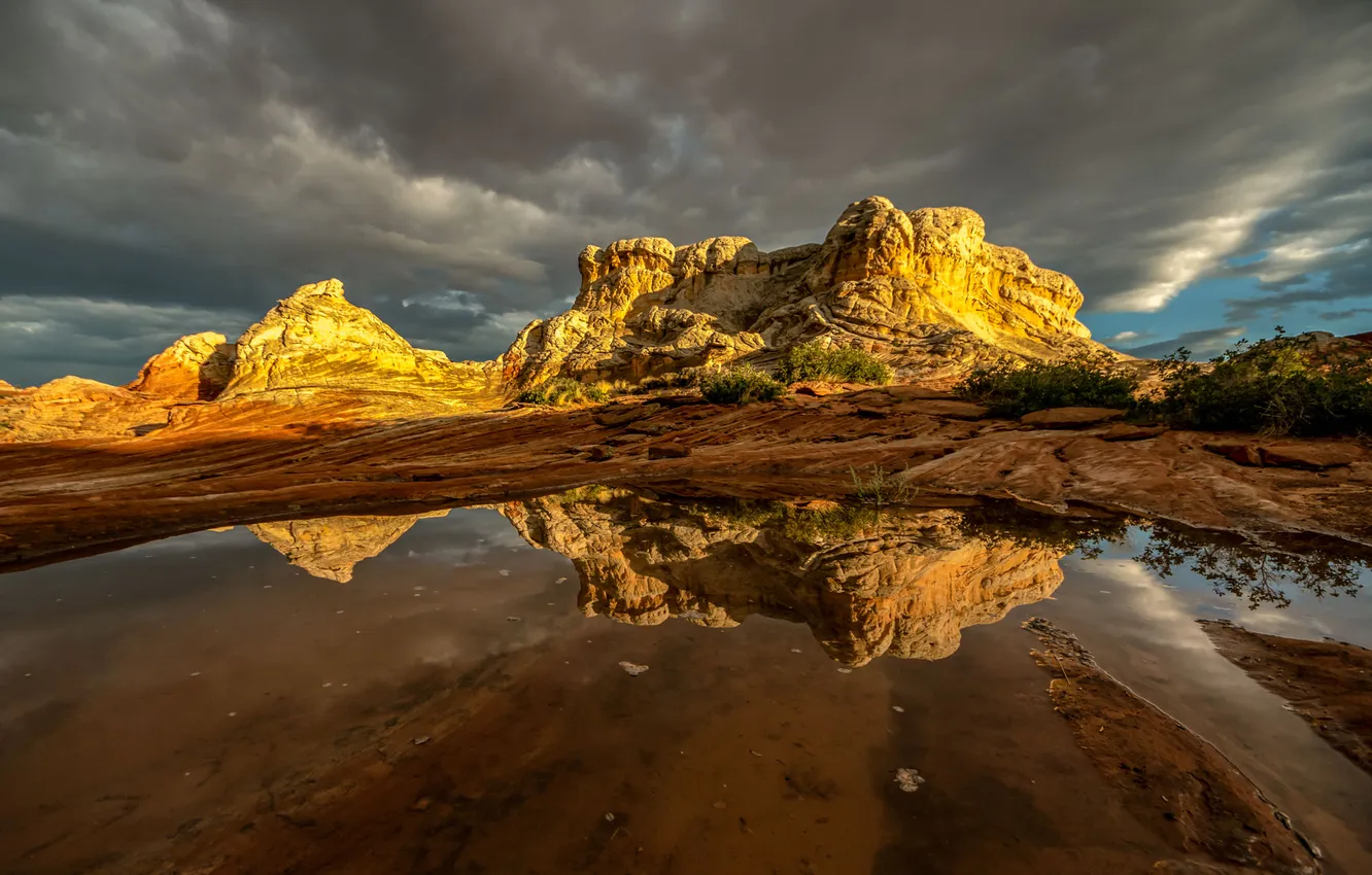 Wallpaper light, mountains, clouds, lake, reflection, rocks, shore for ...
