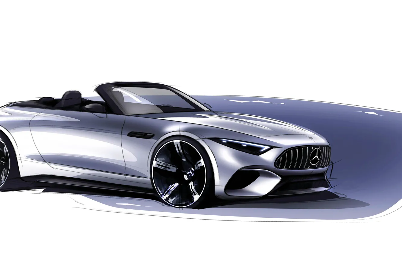 Wallpaper Mercedes-Benz, Convertible, White background, Art, Mercedes ...