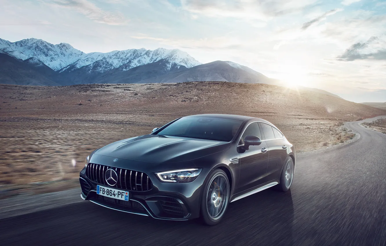 Wallpaper road, mountains, transport, car, Mercedes Benz AMG GT 4 for ...