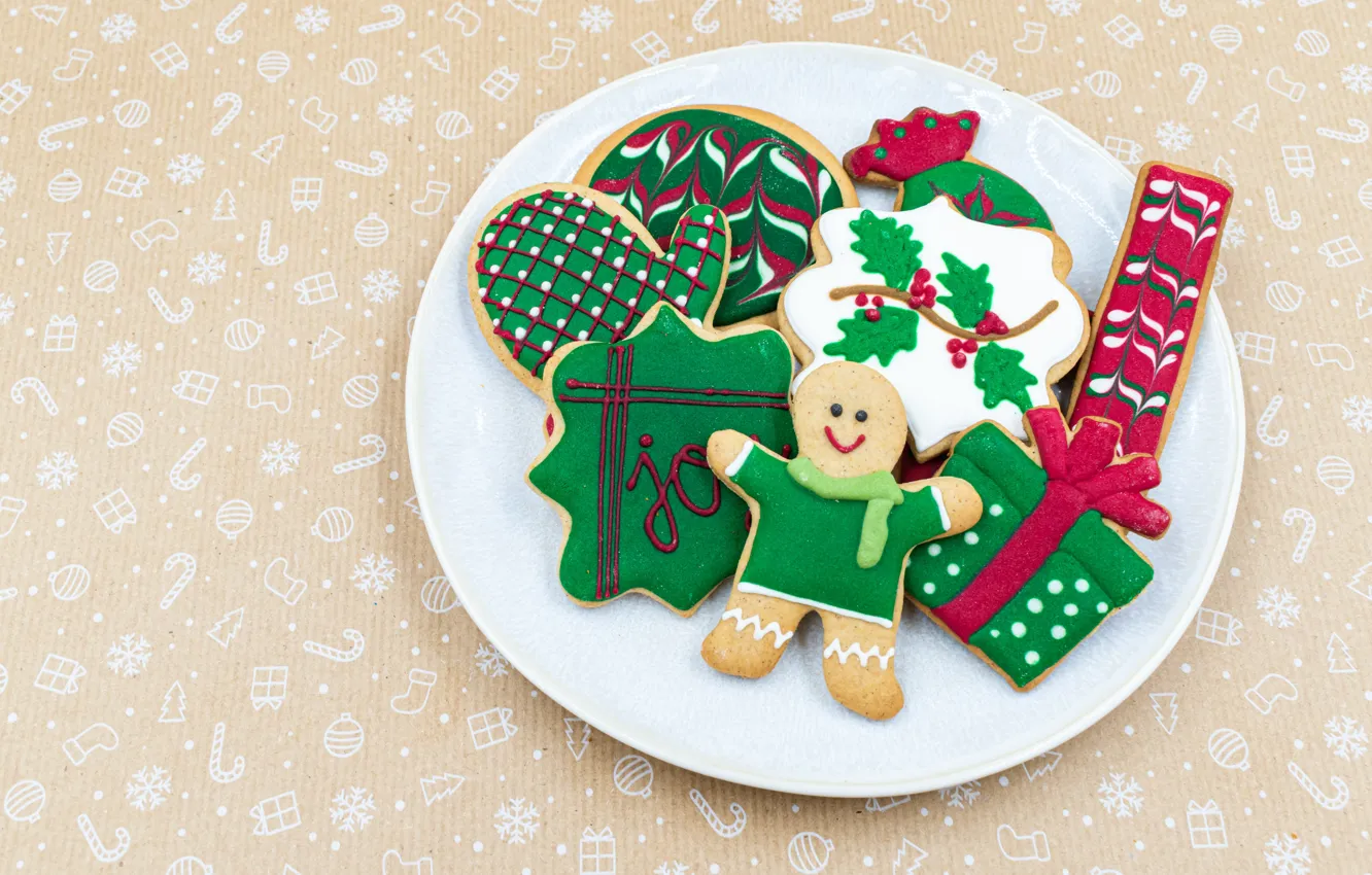 Wallpaper leaves, background, gift, patterns, bright, branch, cookies ...