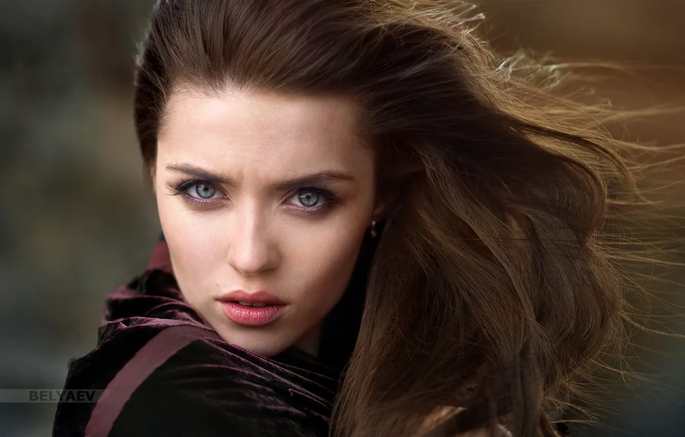Wallpaper look, model, makeup, hairstyle, brown hair, bokeh, Dmitry ...