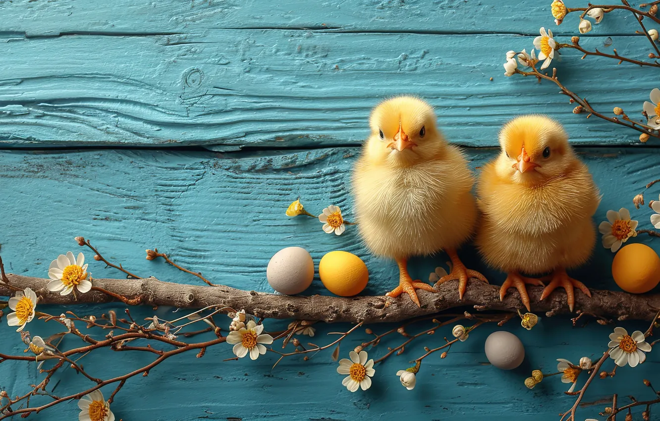 Wallpaper flowers, chickens, eggs, spring, colorful, Easter, flowers ...