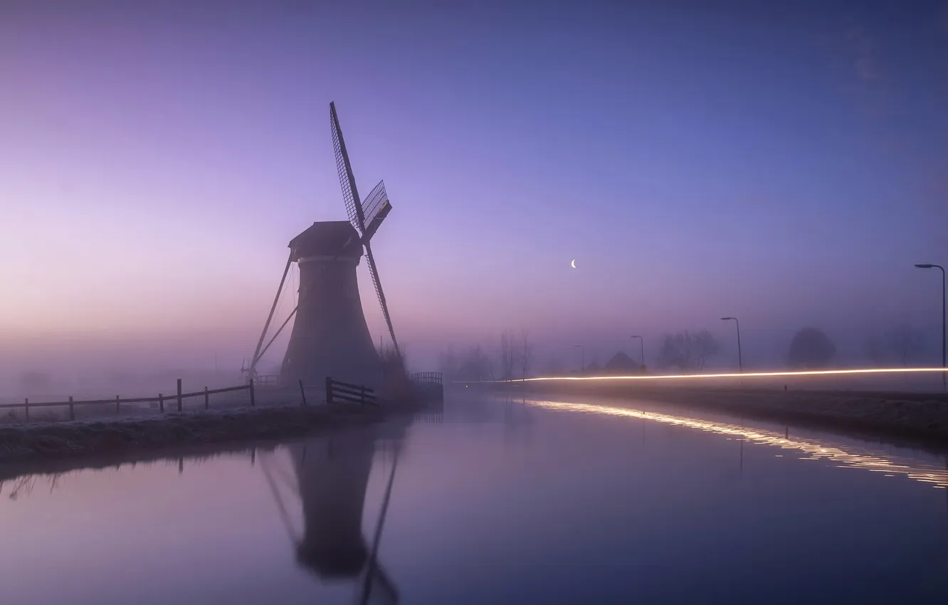 Wallpaper night, fog, mill, channel for mobile and desktop, section ...