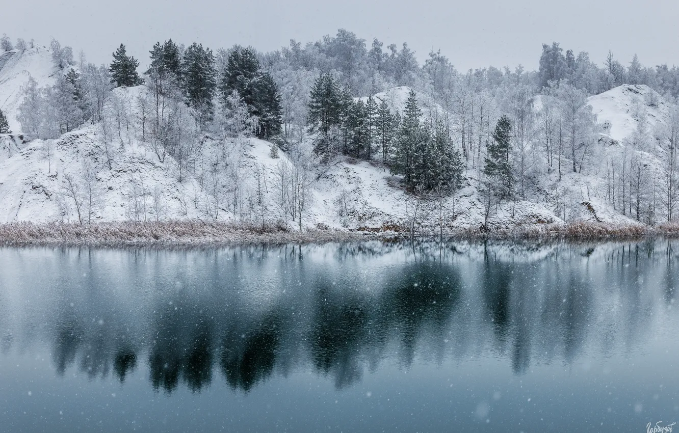 Wallpaper winter, lake, snow, reflection for mobile and desktop ...
