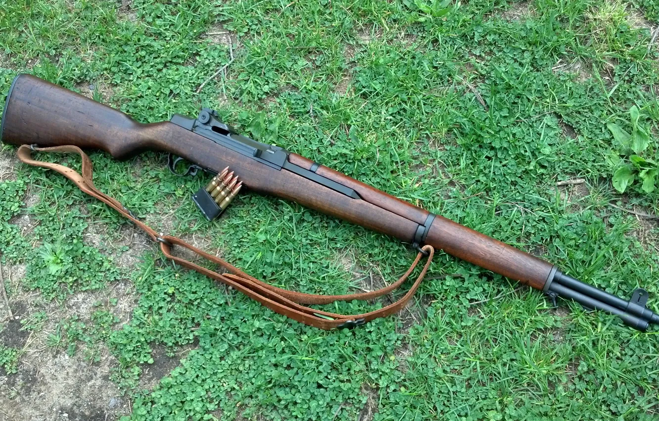 Wallpaper grass, background, rifle, clip, self-loading, M1 Garand for ...