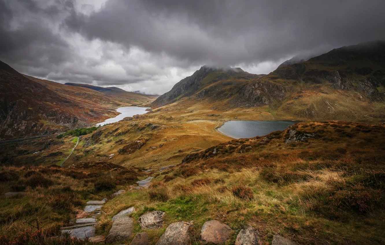 Wallpaper mountains, clouds, lake, Wales, Snowdonia for mobile and ...