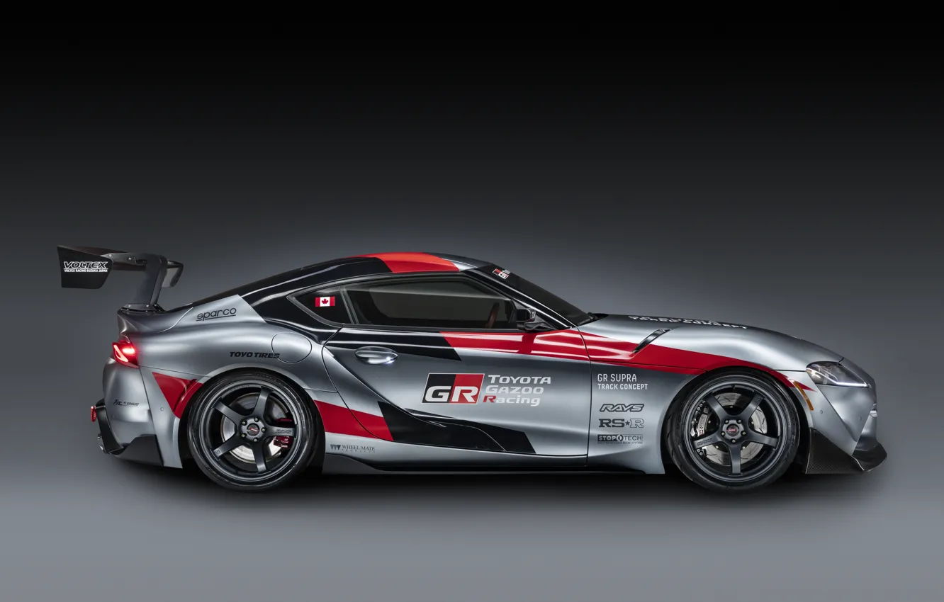 Wallpaper grey, background, coupe, Toyota, side view, 2020, GR Supra ...