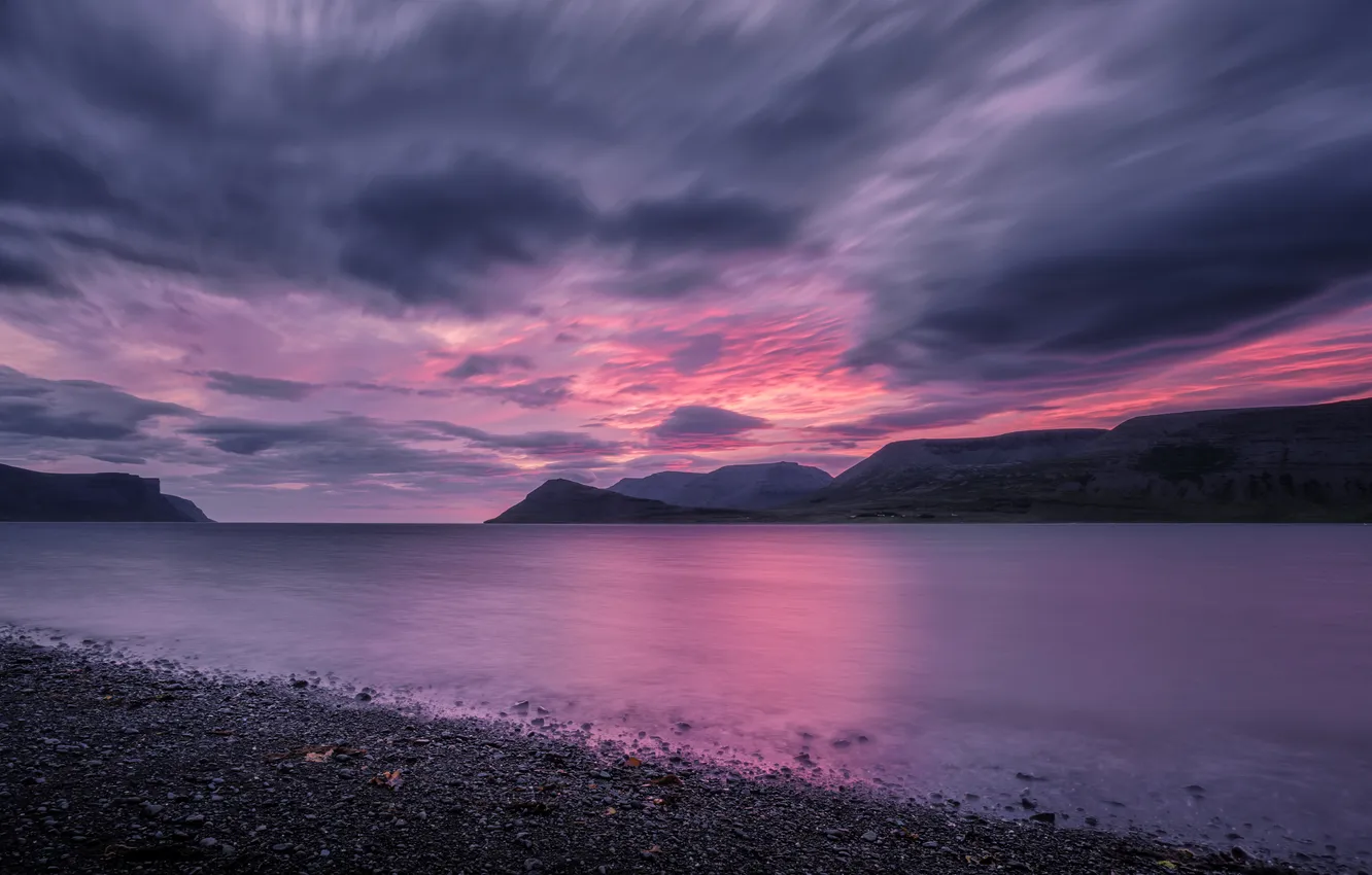 Wallpaper sunset, lake, violet for mobile and desktop, section природа ...