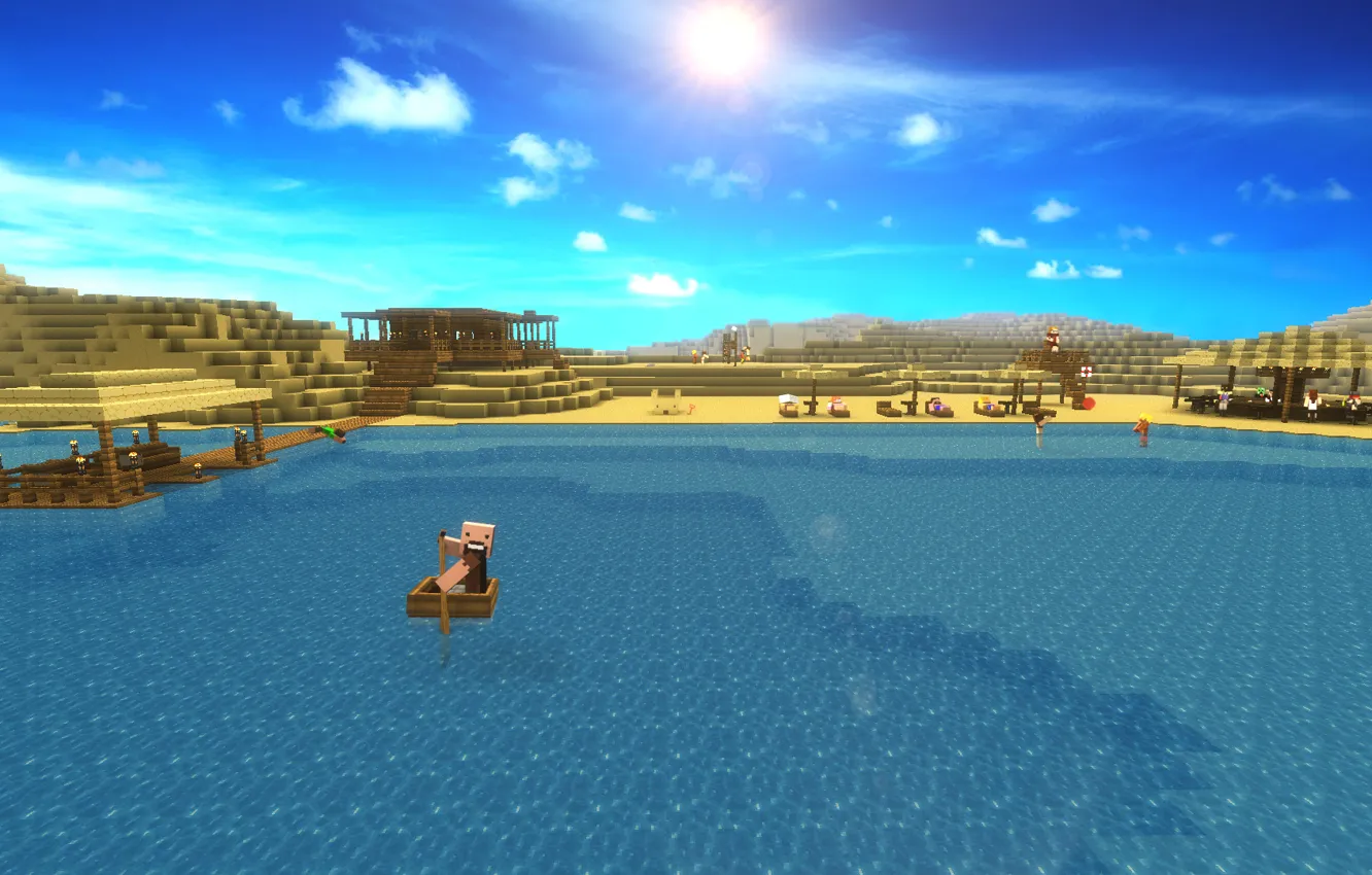 Wallpaper The sun, Sea, Desert, Beautiful, sea, sun, Minecraft, minecraft, Notch, Notch images ...