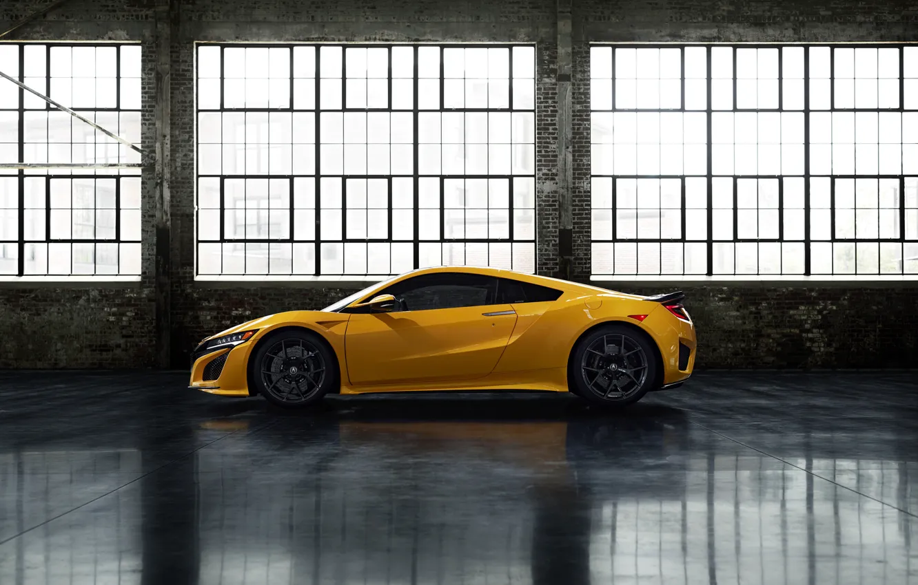 Wallpaper yellow, coupe, Honda, side view, Acura, NSX, 2020 for mobile ...