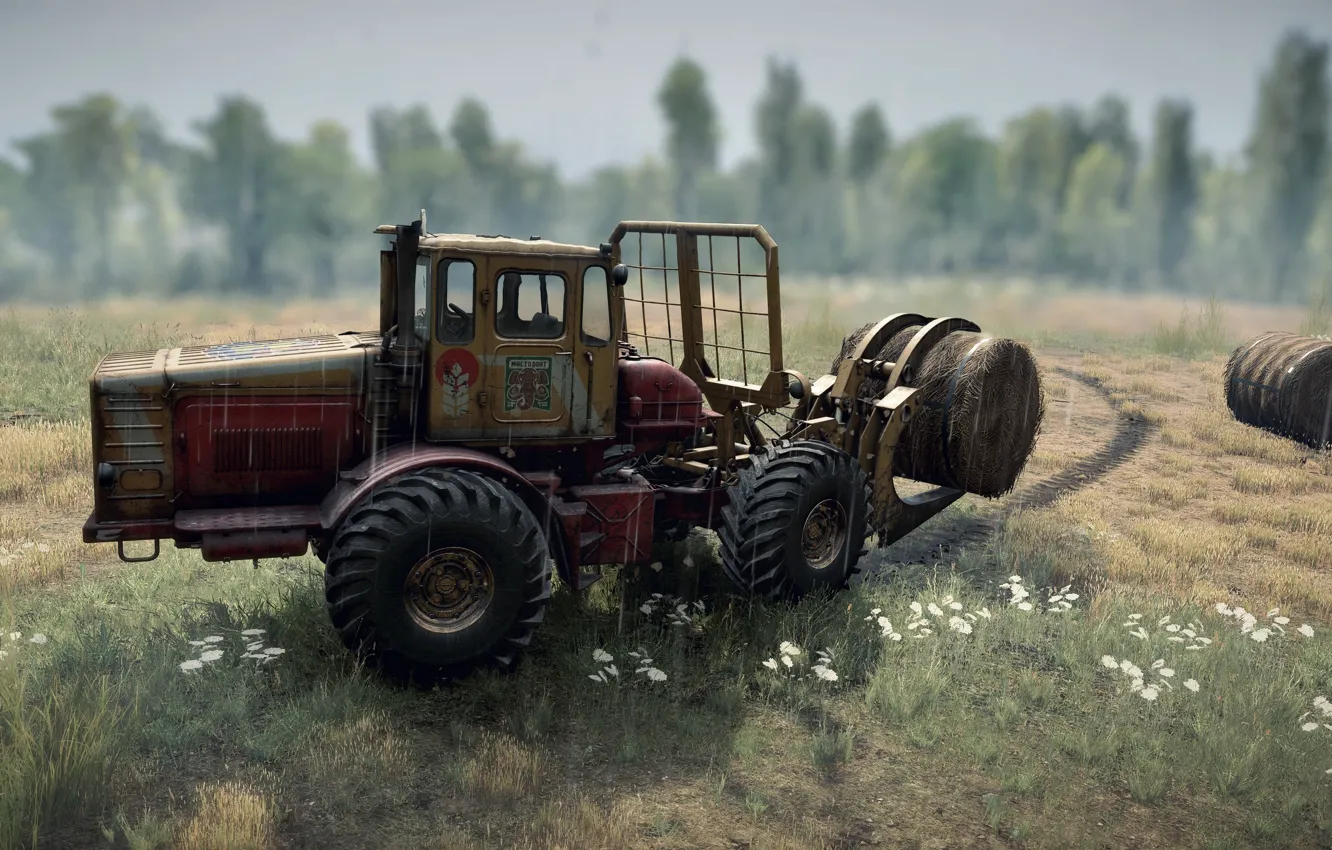 Wallpaper HDR, game, rain, field, tractor, UHD, XBox One X, SnowRunner ...