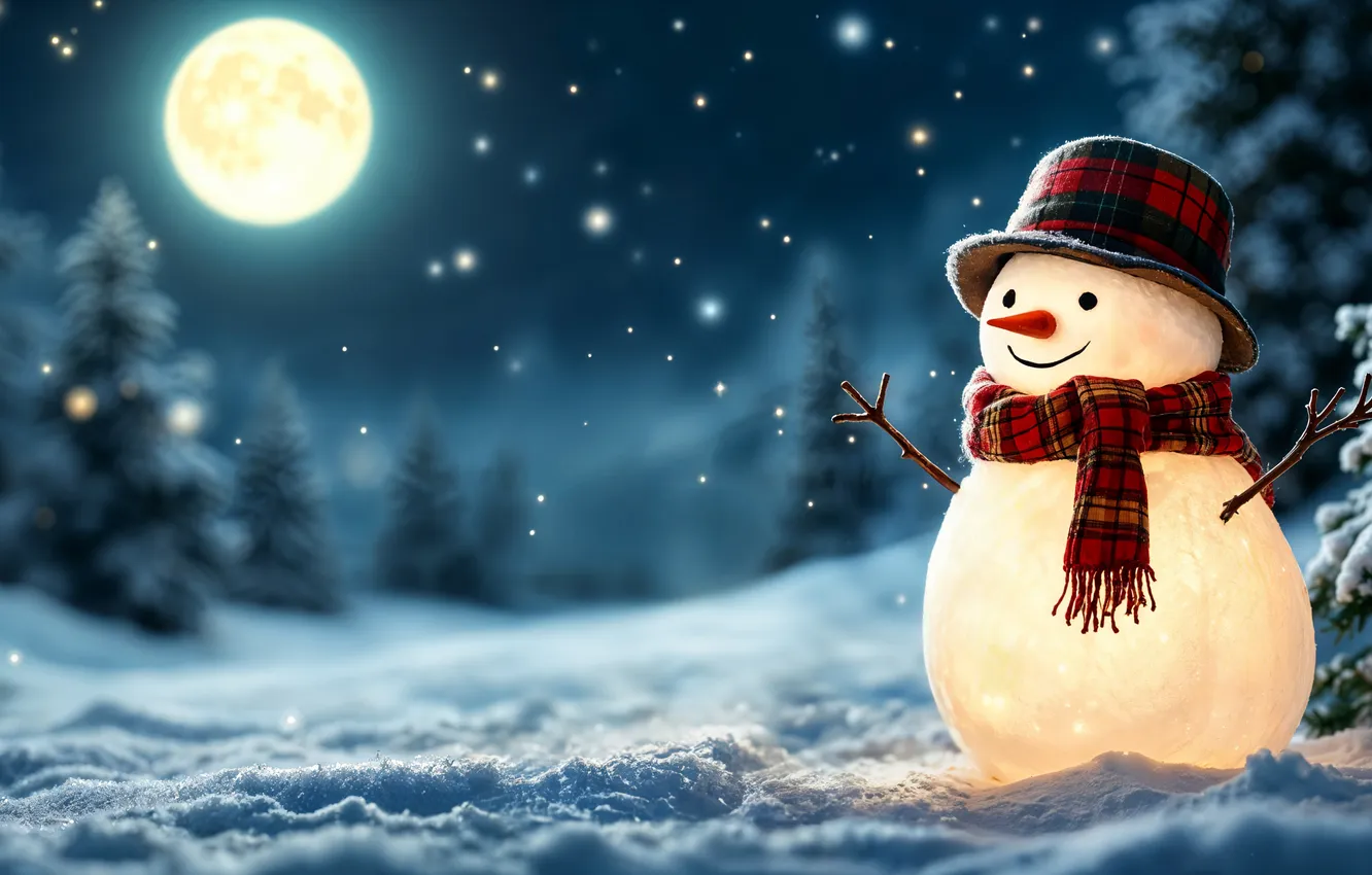 Wallpaper winter, snow, decoration, Christmas, New year, snowman, happy ...