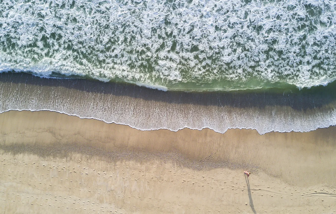 Wallpaper waves, beach, sea, morning, sunrise, dawn, seaside, shadow ...