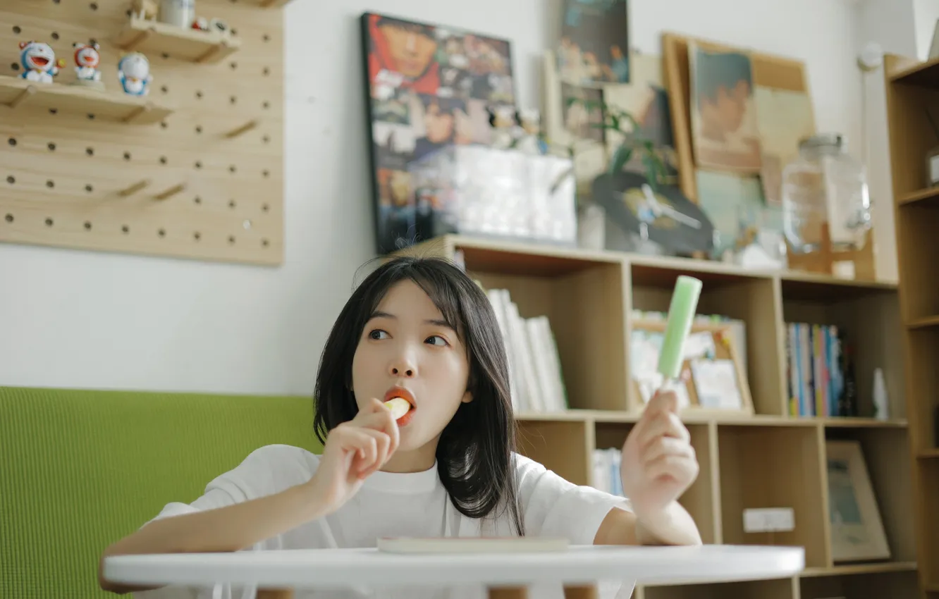 Wallpaper ice, woman, beautiful, model, pretty, asian, cute, table for ...