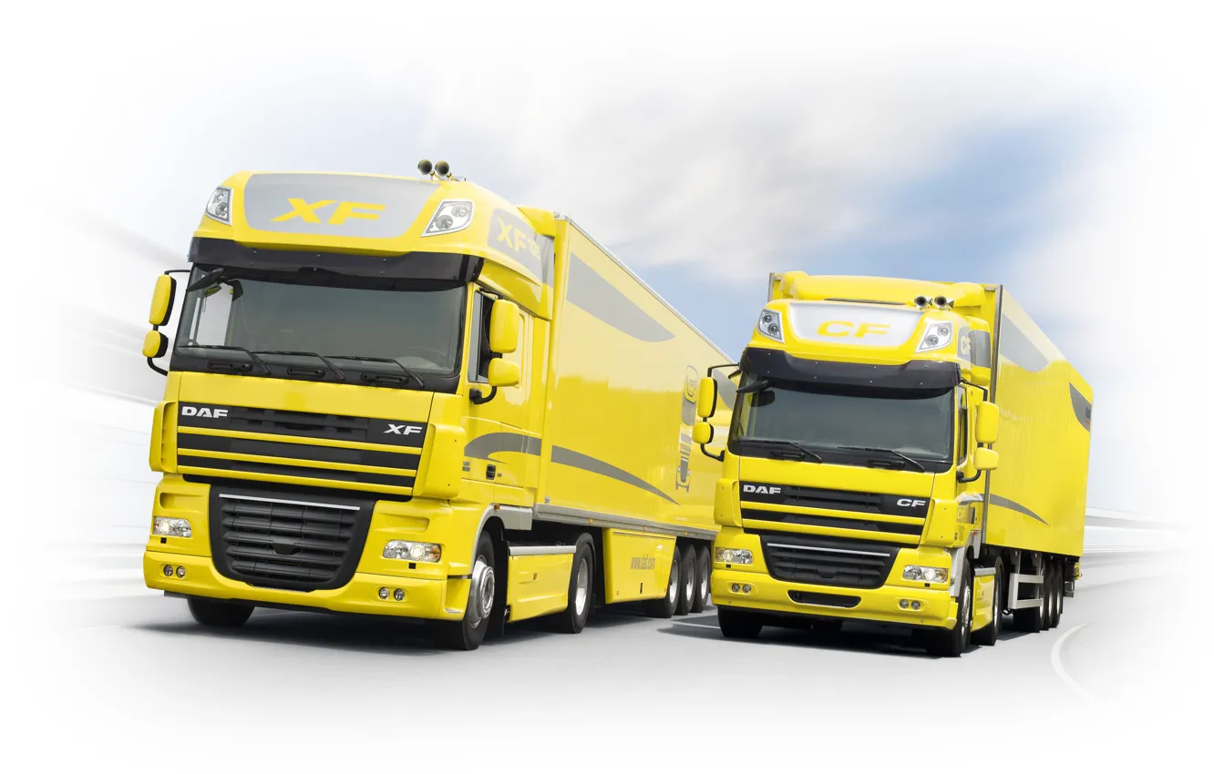 Wallpaper road, movement, yellow, DAF, DAF, Space Cab, Super Space Cab ...