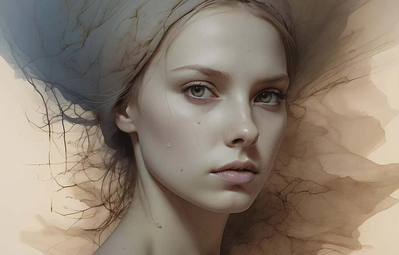 Wallpaper look, girl, portrait, painting, imitation painting, AI art ...