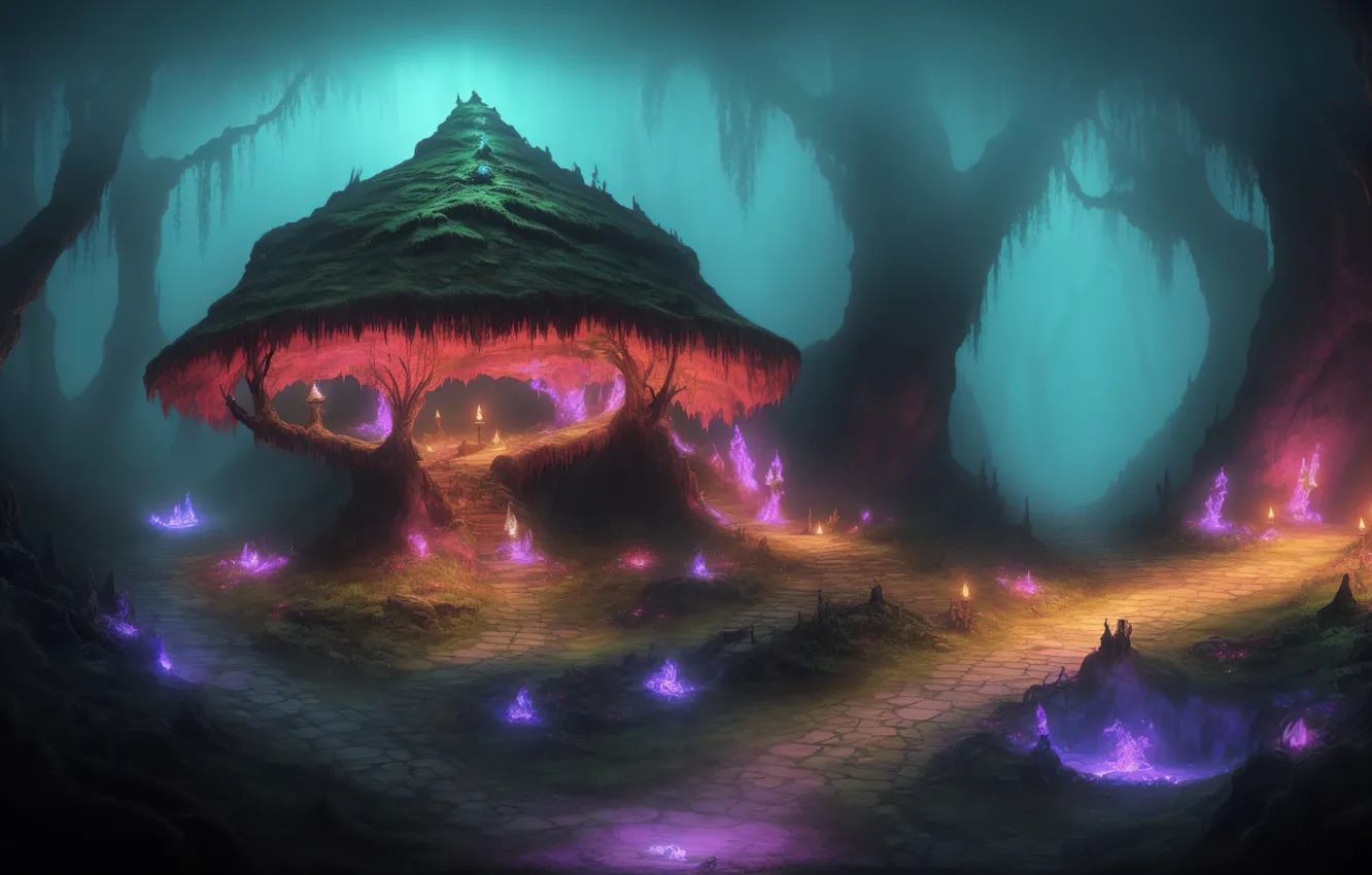 Wallpaper fantasy, forest, art, fog, digital art, fantasy art, grimm ...