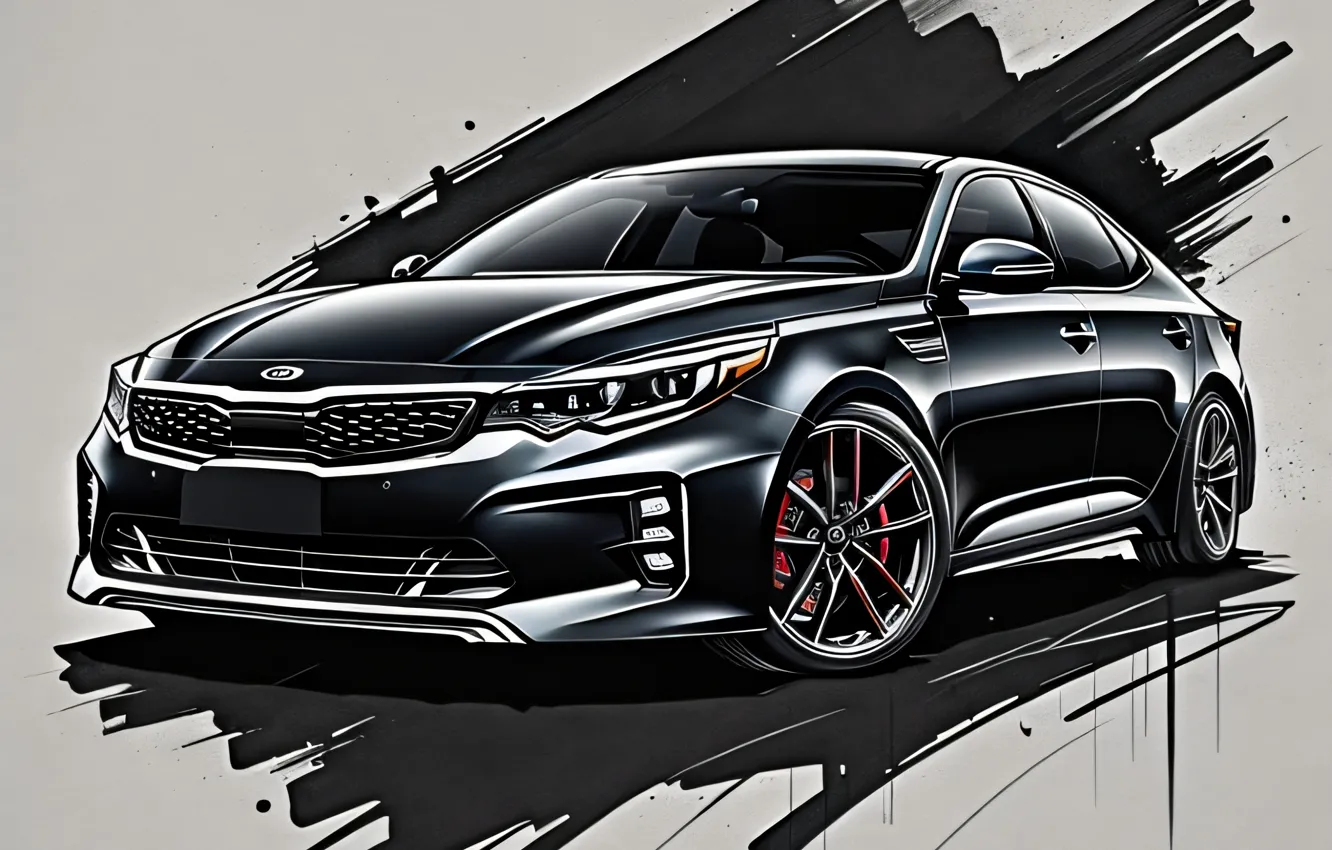 Wallpaper Kia, digital art, Optima, Kia Optima GT, sketch art, AI Art ...