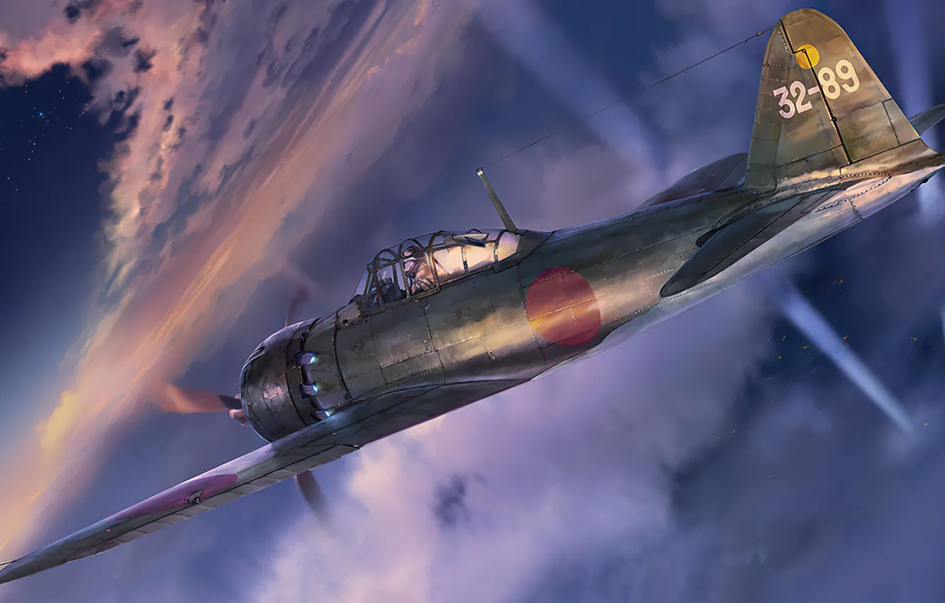 Wallpaper art, airplane, aviation, zero, Mitsubishi a6m5 for mobile and ...
